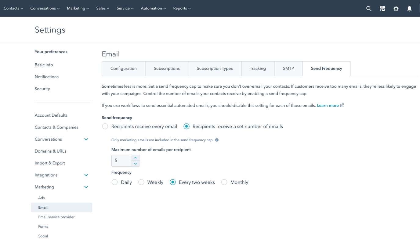What is the optimal email frequency?